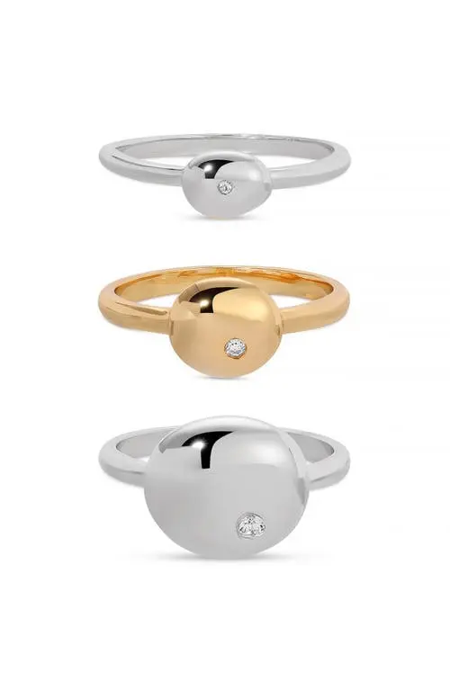 Ettika Set Of 3 Polished Rings - Mixed Metal