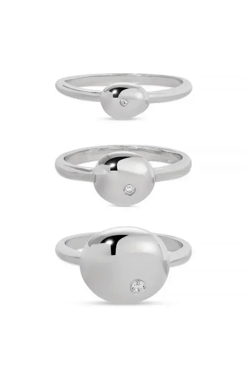 Ettika Set Of 3 Polished Rings - Rhodium