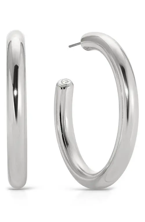 Ettika Classic Hoop Earrings - Rhodium