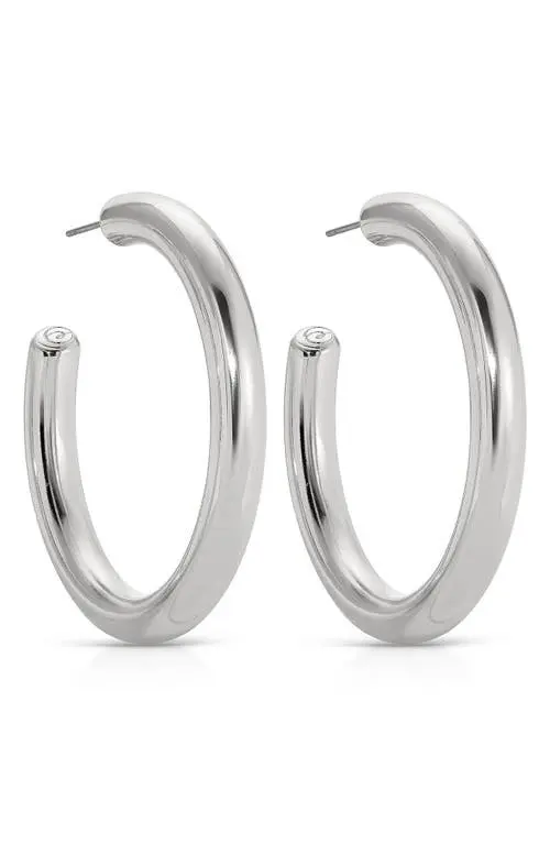 Ettika Classic Hoop Earrings - Rhodium