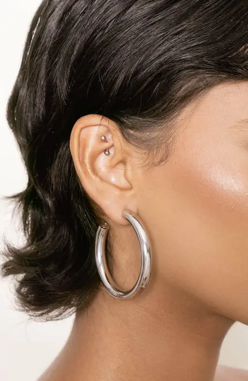 Ettika Classic Hoop Earrings - Rhodium