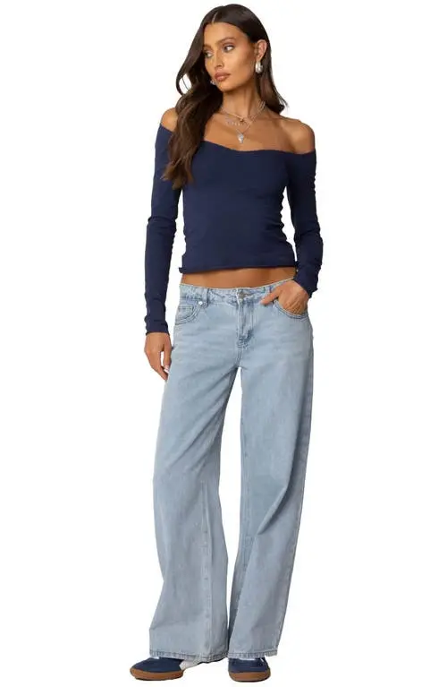 EDIKTED Off The Shoulder Long Sleeve Top