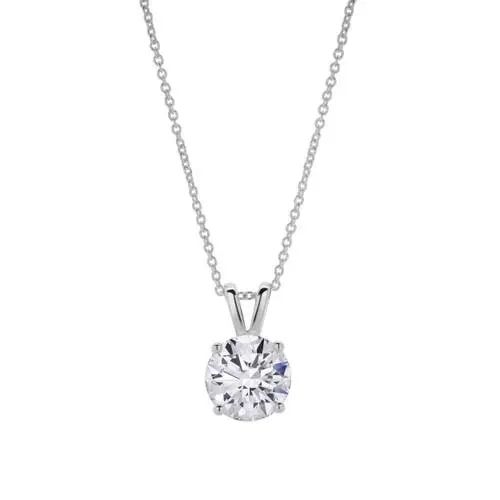LUVMYJEWELRY 14k Gold 2ct Lab Grown Diamond Pendant Necklace - 14k White Gold