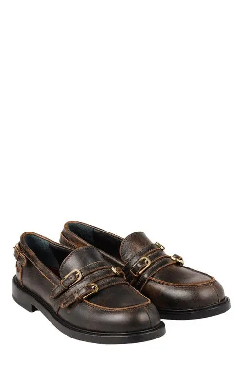 Sandro Distressed Leather Loafers
