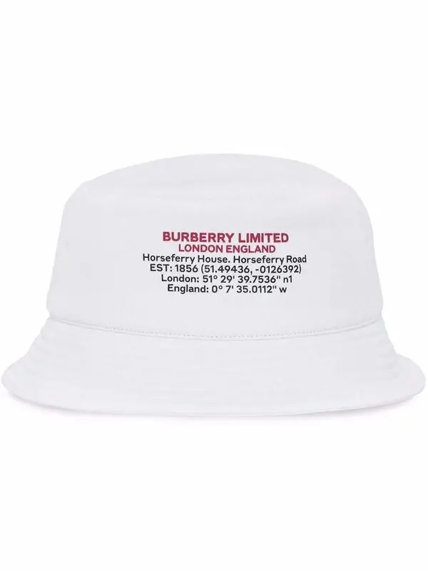 Burberry Location Print Bucket Hat - White