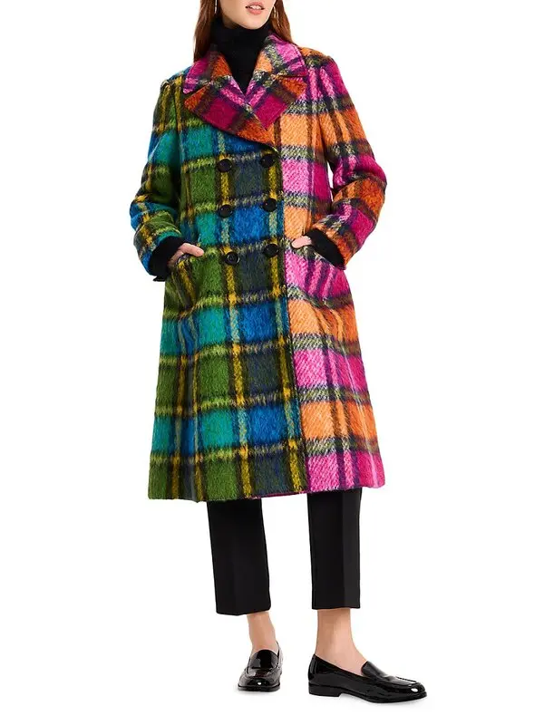 Kate Spade New York Mainline Grand Plaid Wool Double-Breasted Coat