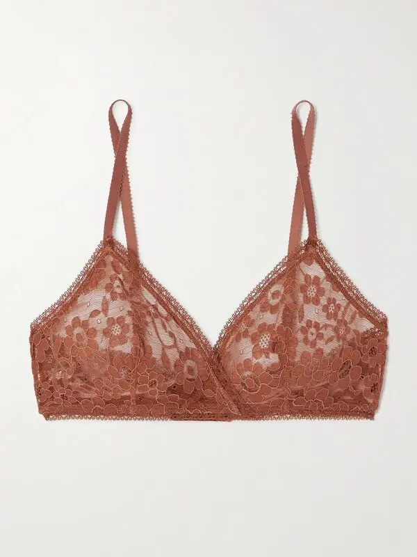 ERES Marguerite Espiegle Stretch-corded Lace Soft-cup Triangle Bra - Brown