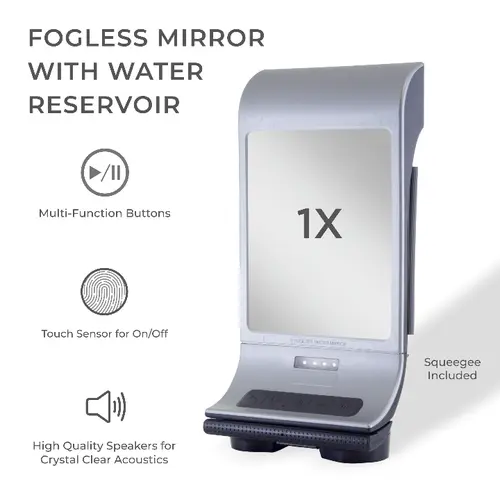 ZADRO Fogless Lighted Shower Mirror With Wall Mount & Bluetooth Speaker