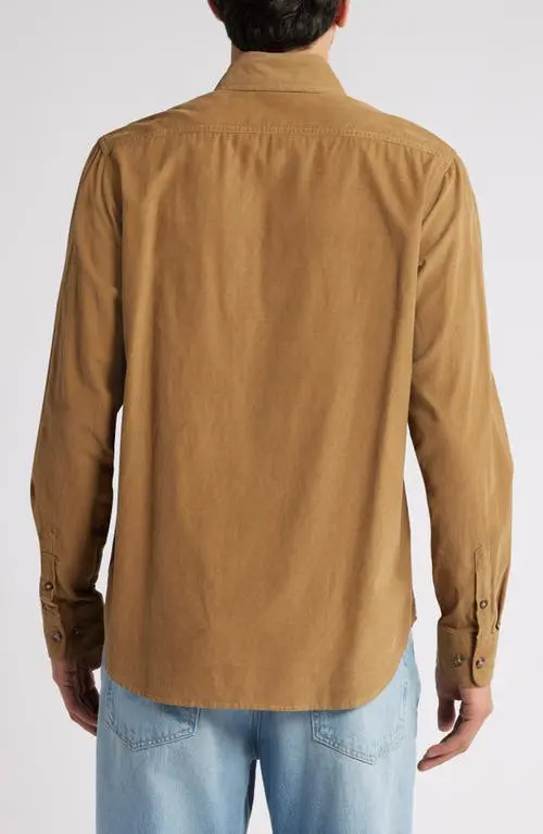SCHOTT Pinwale Corduroy Button Down Shirt - Khaki
