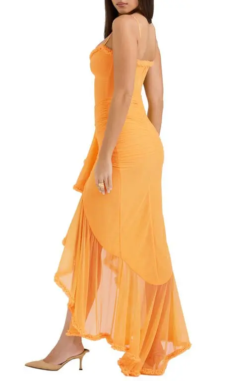 House Of Cb Gabbi Ruffle Mesh High-low Cocktail Dress - Yellow