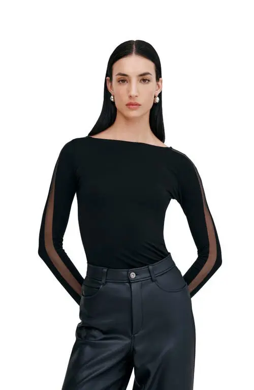 MARCELLA Illa Mesh Trim Top