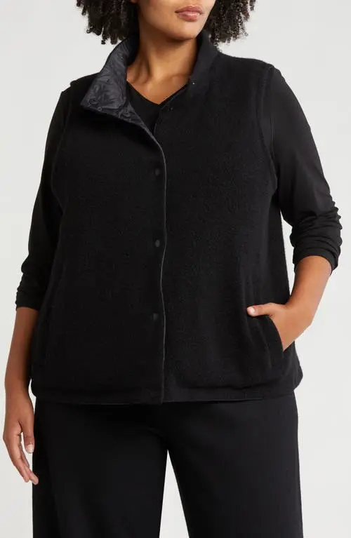 Eileen Fisher Reversible Quilted Vest In Black 50% Off