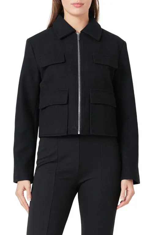Endless Rose Zip-up Jacket - Black