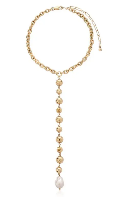 Ettika Cultured Freshwater Pearl Y-necklace - Gold