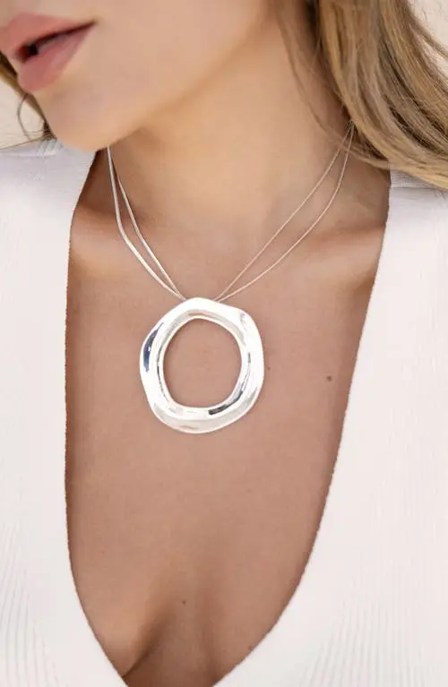 Ettika Open Circle Statement Necklace - Silver