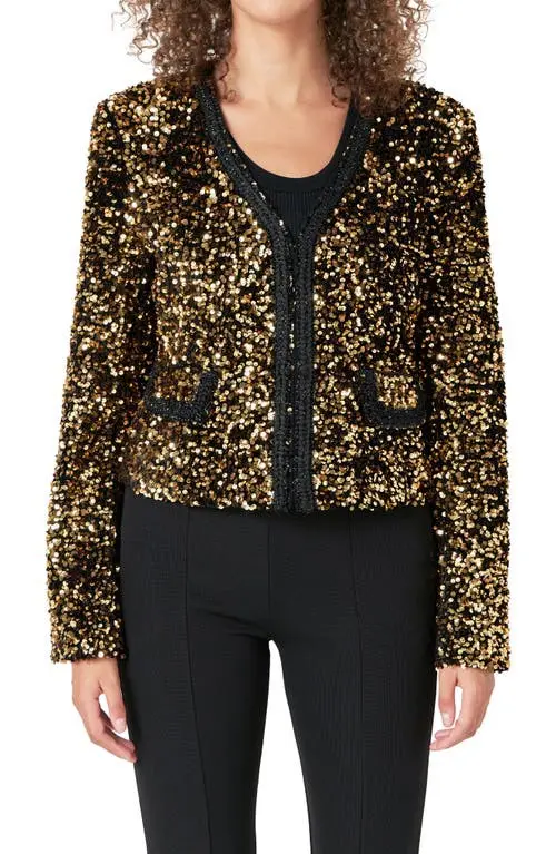 Endless Rose Sequin Padded Shoulder Jacket
