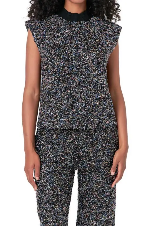 Endless Rose Cap Sleeve Bouclé Tweed Top