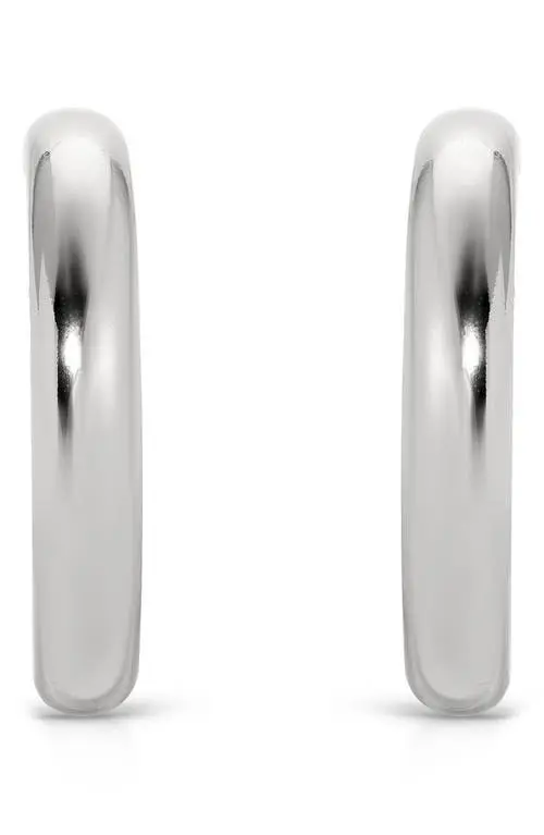 Ettika Medium Thick Hoop Earrings - Rhodium