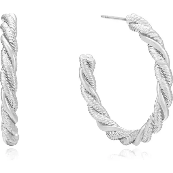 Ettika Twisted Hoop Earrings - Silver
