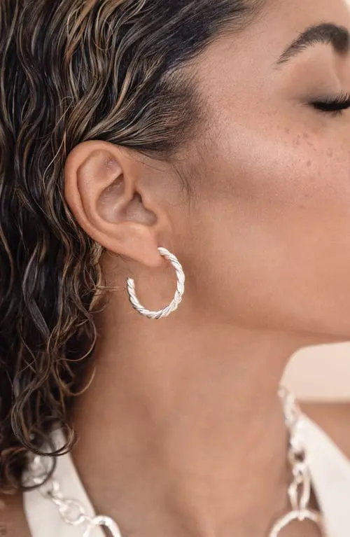 Ettika Twisted Hoop Earrings - Silver