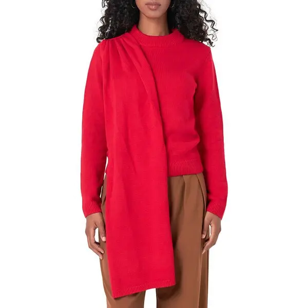 Endless Rose Scarf Detail Crewneck Sweater