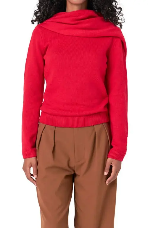 Endless Rose Scarf Detail Crewneck Sweater