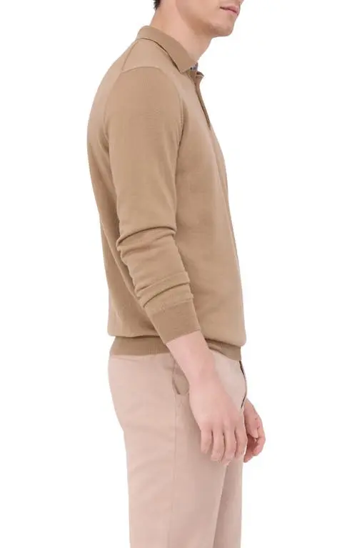 Bugatchi Merino Wool Polo Sweater - Camel