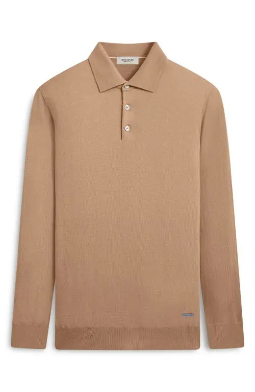 Bugatchi Merino Wool Polo Sweater - Camel