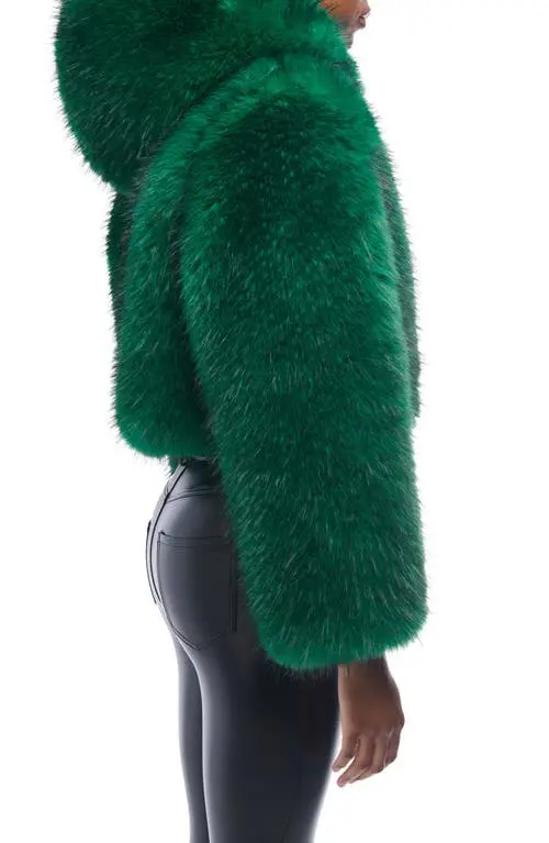 Azalea Wang Gemini Faux Fur Hooded Jacket In Green - 46% Off
