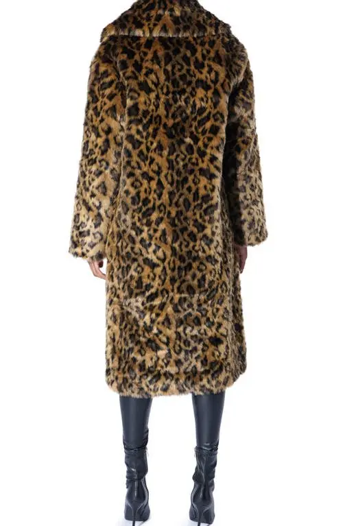 Azalea Wang Catty Leopard Faux Fur Coat In Brown 52% Off