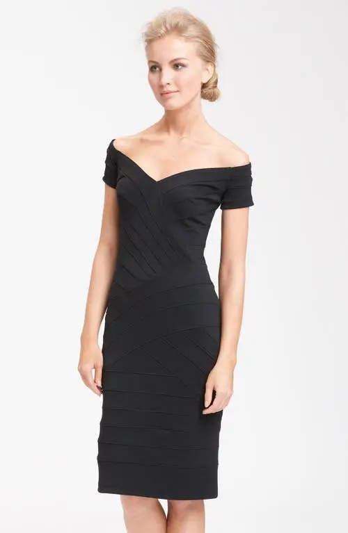 black off the shoulder bandage dress Woolf Black Off Shoulder Bandage Dress / S
