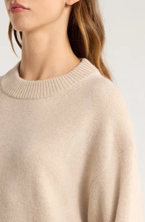 REFORMATION Cove Oversized Crewneck Cashmere Blend Sweater - Wheat