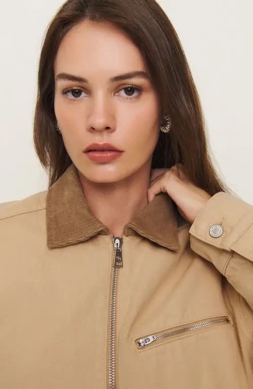 REFORMATION Harrison Corduroy-collar Denim Jacket - Alder