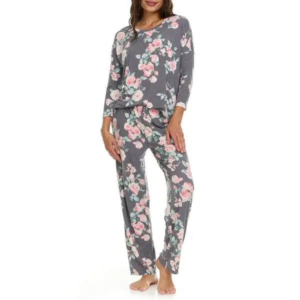 Flora Nikrooz Kathy Floral Pajamas - Grey