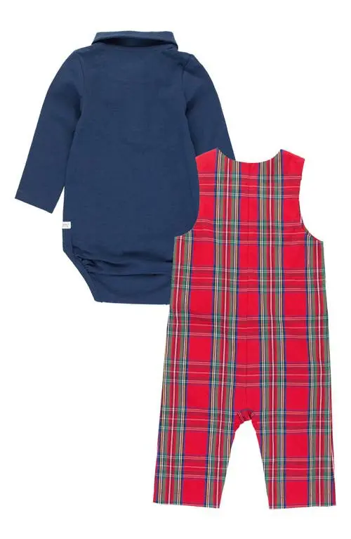 RUGGEDBUTTS Bodysuit Polo & Plaid Overalls Set