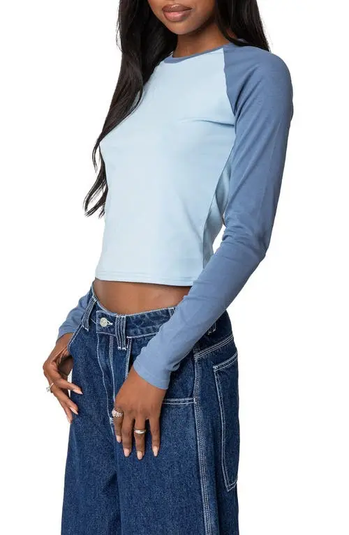 EDIKTED Raya Long Sleeve T-shirt - Blue