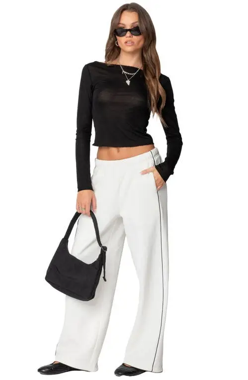 EDIKTED Rach Semisheer Boat Neck Top