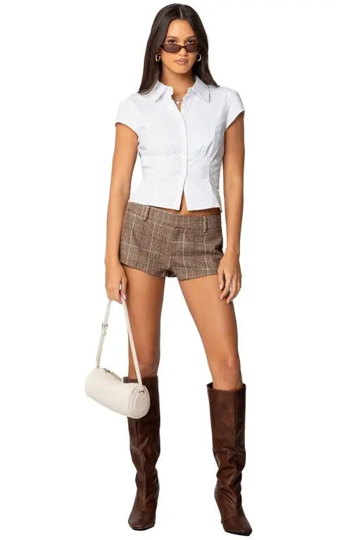 EDIKTED Phoeby Plaid Low Rise Shorts