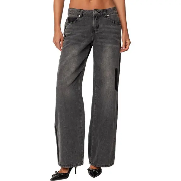 EDIKTED Deconstructed Wide Leg Jeans
