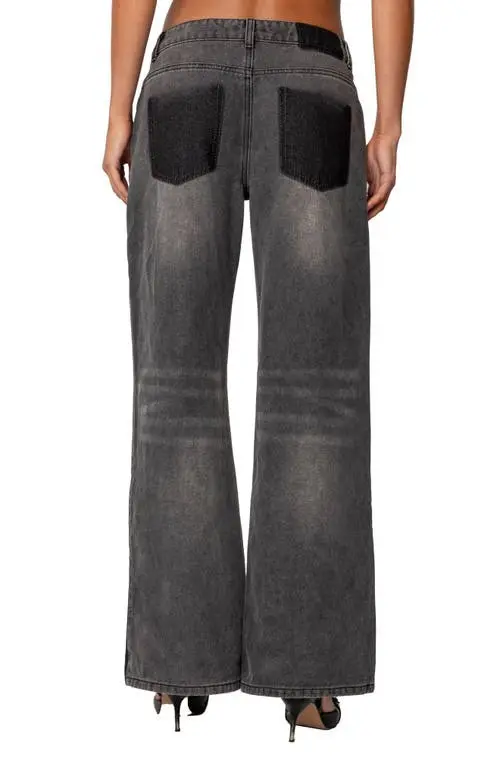 EDIKTED Deconstructed Wide Leg Jeans