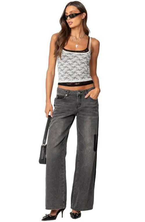 EDIKTED Deconstructed Wide Leg Jeans