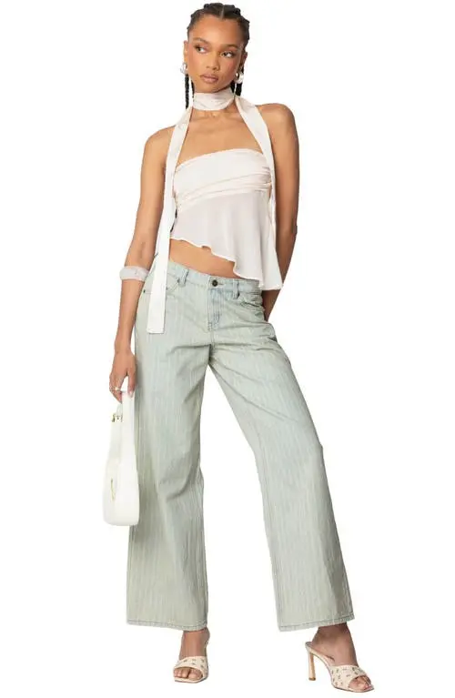 EDIKTED Lannah Textured Wide Leg Jeans