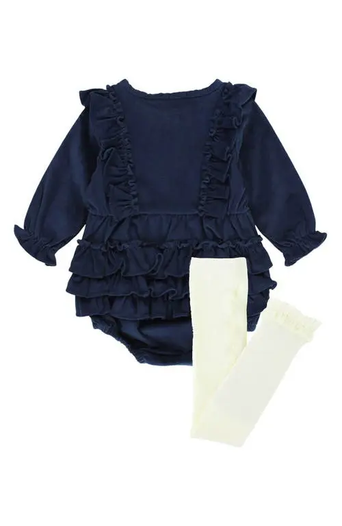 RUFFLEBUTTS Cotton Corduroy Bubble Romper & Leggings Set