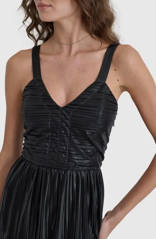 Dkny Foil Plissé Sleeveless Maxi Dress - Black
