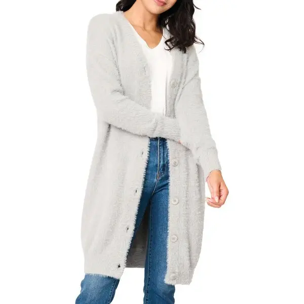 GIBSONLOOK Eyelash Cozy Cardigan - Silver