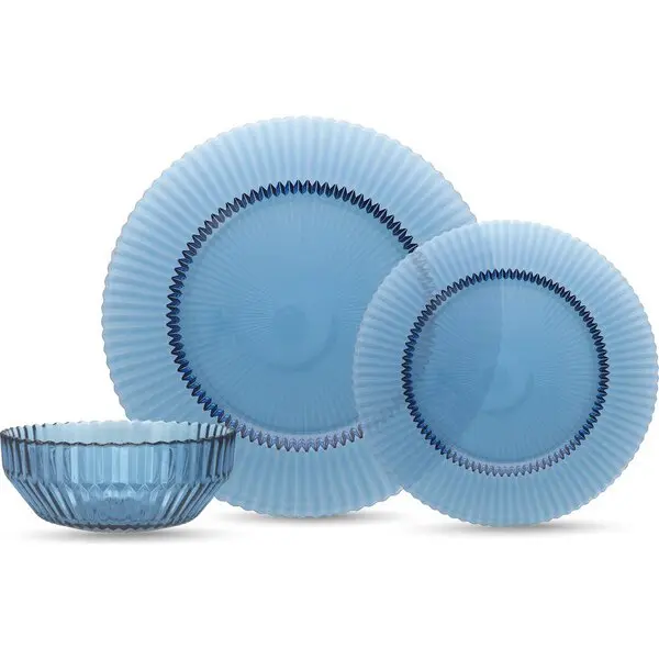 FORTESSA Archie 12-piece Glass Dinnerware Set - Cornflower