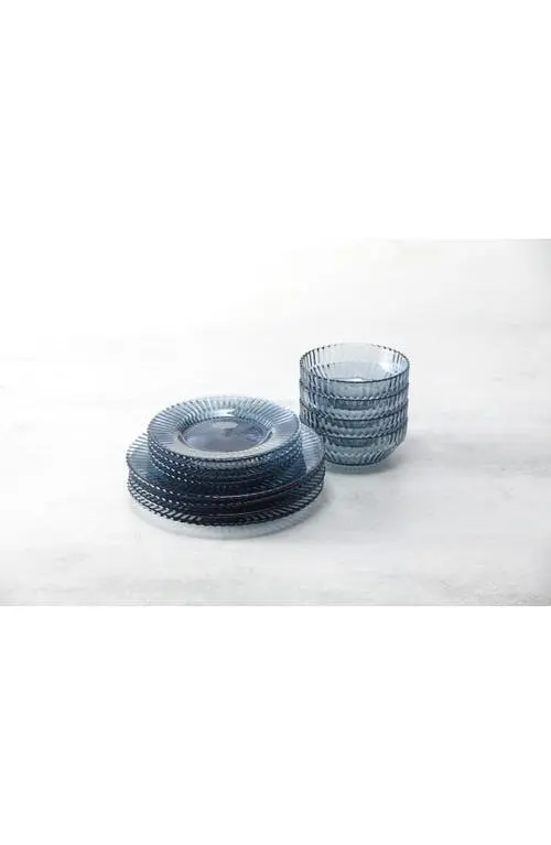 FORTESSA Archie 12-piece Glass Dinnerware Set - Dusk