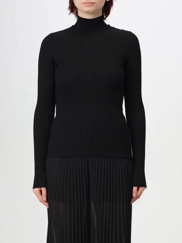 TWINSET Ribbed Turtleneck Sweater With Back Detail - Black