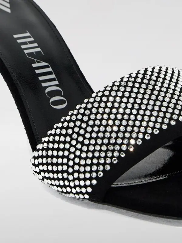 Attico Embellished Heeled Mules - Silver