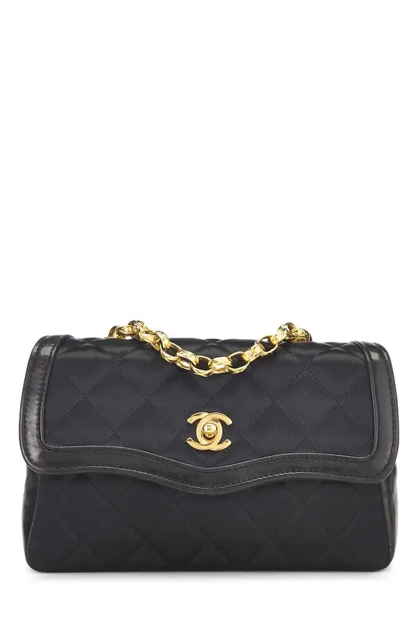 Chanel Quilted Satin Curved Flap Bag
